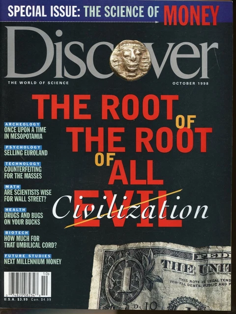 DISCOVER MAGAZINE OCTOBER 1998 The Roots of All Civilization, Wall ...