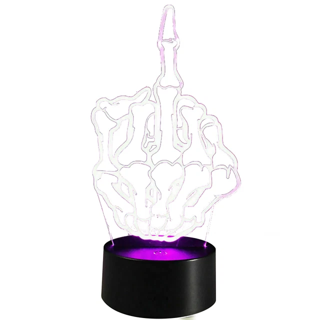 7 COLOR CHANGING Hot Middle Finger 3D LED illusion Night Light Desk ...