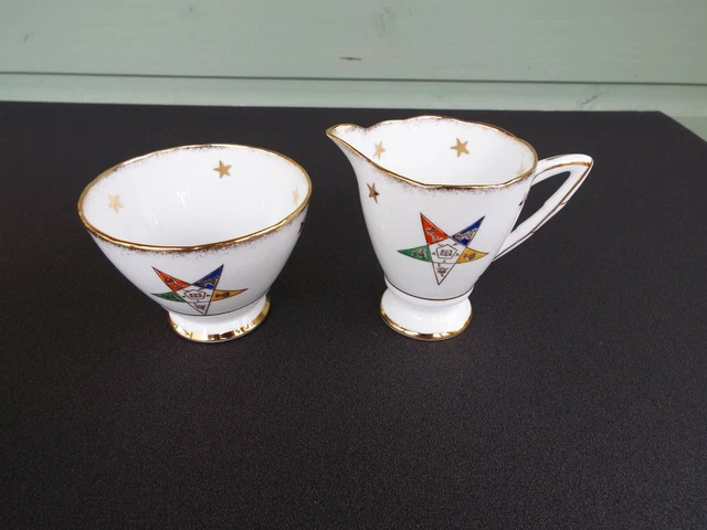 OES ROYAL STAFFORD Eastern Star Freimaurer Milchkännchen & Zuckerdose ...