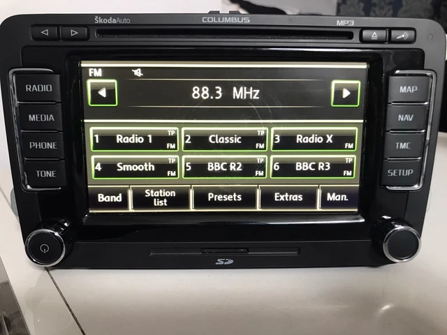SKODA COLUMBUS HEAD Unit Oem Media Player Sat Nav With Code £135.90 ...