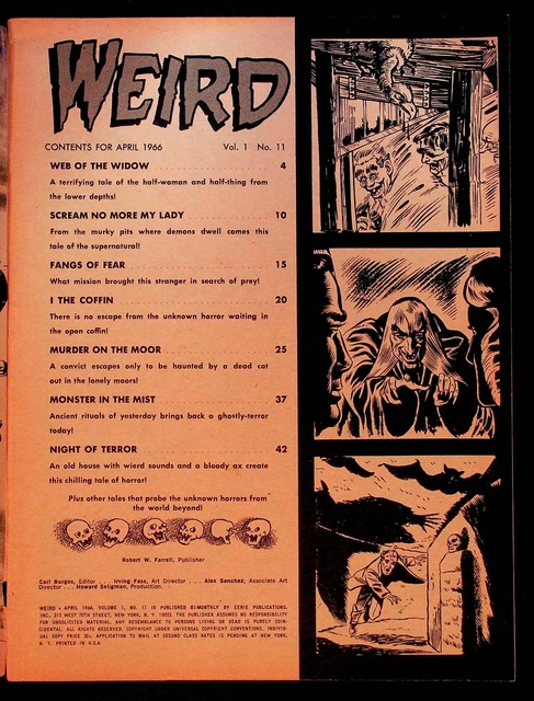 VINTAGE WEIRD MAGAZINE April 1966 Horror Monster Comic Vampire Werewolf ...