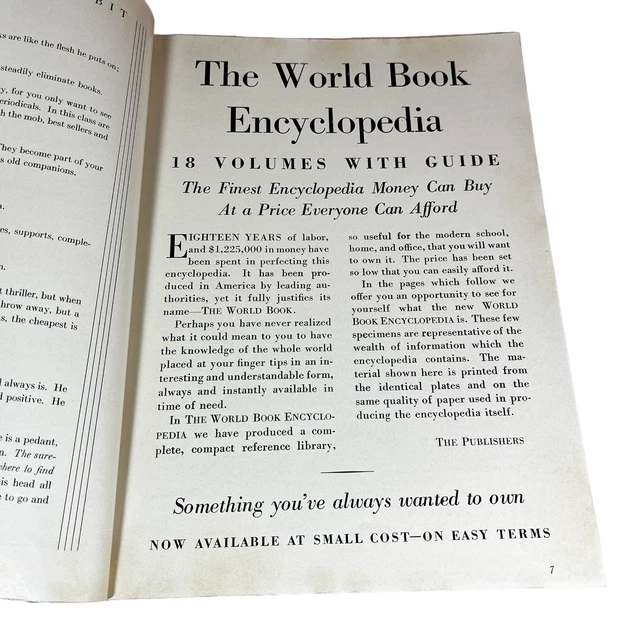 WORLD BOOK ENCYCLOPEDIA 1937 Salesman's Sample Binder Book Incl. Full ...