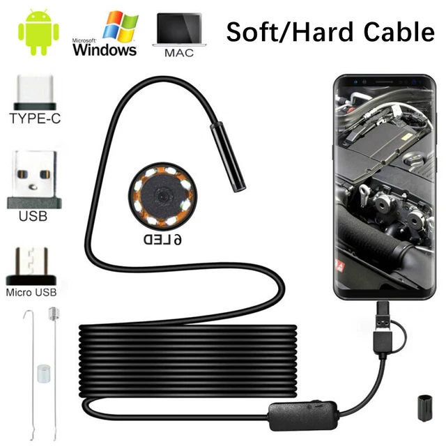 WATERPROOF HD ENDOSCOPE Inspection Camera USB Type-C Borescope for ...