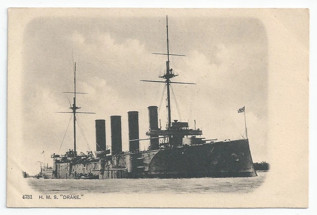 HMS DRAKE DRAKE class Armoured Cruiser Royal Navy -- Unused PC EUR 14 ...