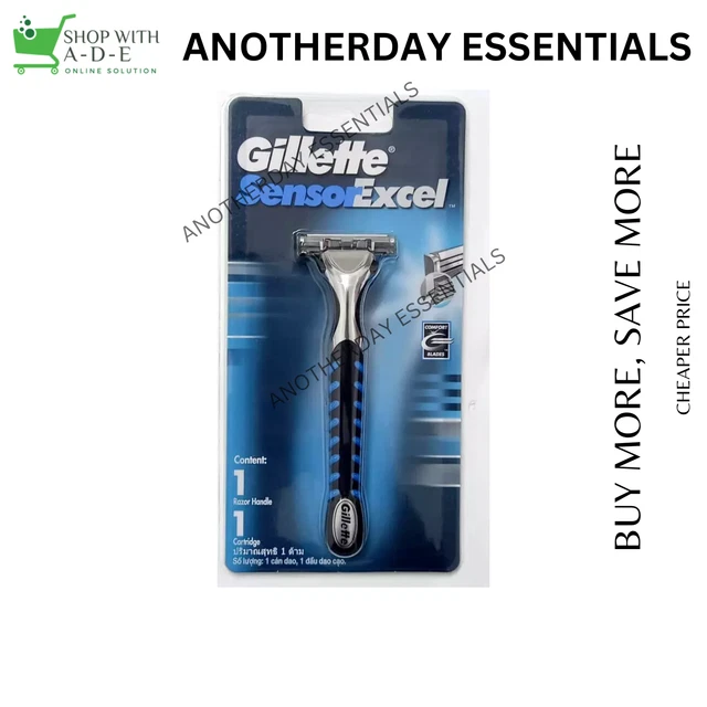 GILLETTE SENSOR EXCEL Razor Handle Twin Blade Manual 1 Cartridge NEW ...
