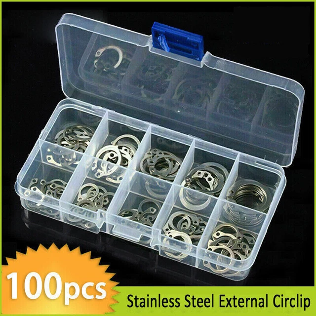 100 PIECES CIRCLIP Set External Retaining Circlips Cir Clip Snap Ring ...