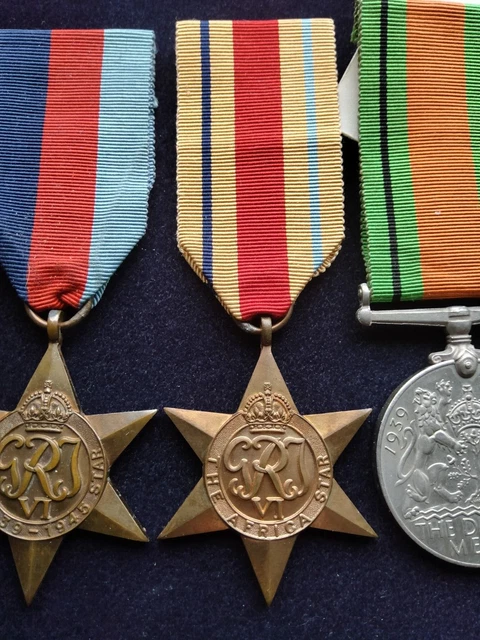 WWII MEDALS 1939-1945 Star, AFRICA, British Army Service Medal, DEFENCE ...