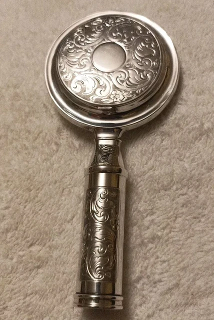 VINTAGE MUSICAL VANITY Hand Mirror Compact Powder Puff And Lipstick Holder Case £203.52 ...