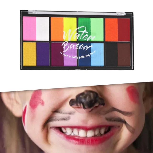FACE BODY PAINT Set Painting Palette 8 Grids with Painting Brush ...