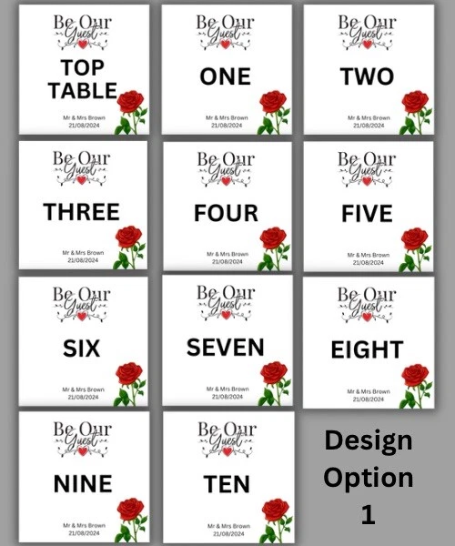 WEDDING TABLE NUMBERS 1-10 And Top Table Personalised / Fairy tail ...