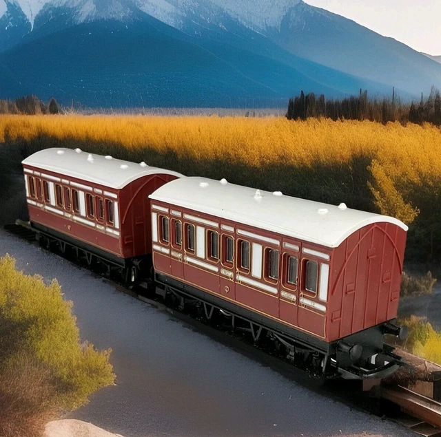BOXED RAKE OF 2 R219 Hornby 4 Wheel Coach Caledonian Composite OO Gauge ...
