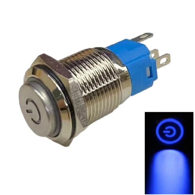 INTERRUPTEUR BOUTON-POUSSOIR M??TALLIQUE r??sistant aux intemp??ries 19 mm avec EUR 8,14 ...