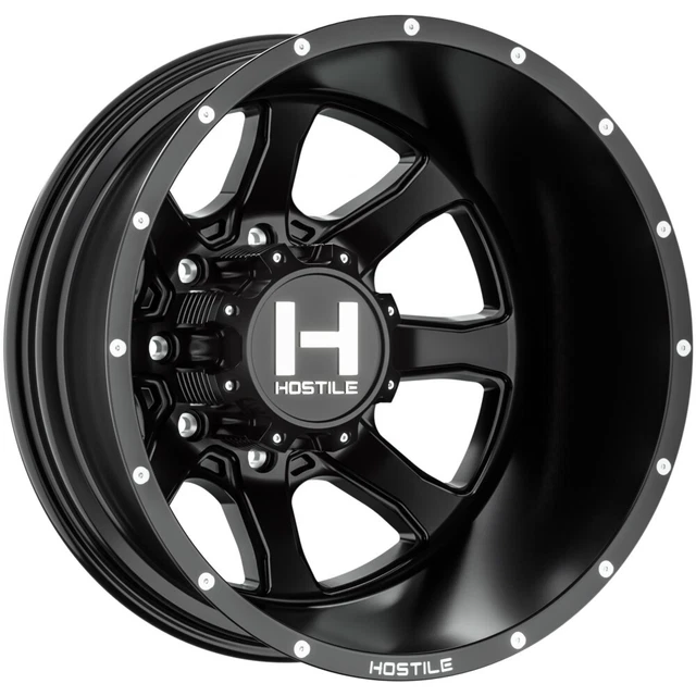 20X8.25 HOSTILE H403 Kodiak Dually Rear Asphalt (Black) Wheel 8x6.5 ...