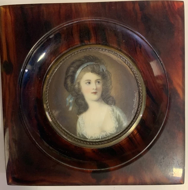 SUPERBE PEINTURE CADRE Tableau miniature ancienne LA POTAKA 1900- Signé ...