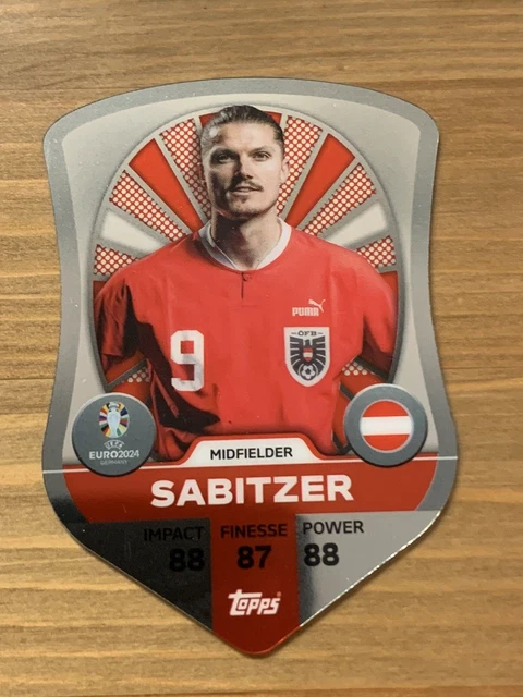 TOPPS MATCH ATTAX Uefa Euro 2024 Marcel Sabitzer Chrome Shield Card £5. ...