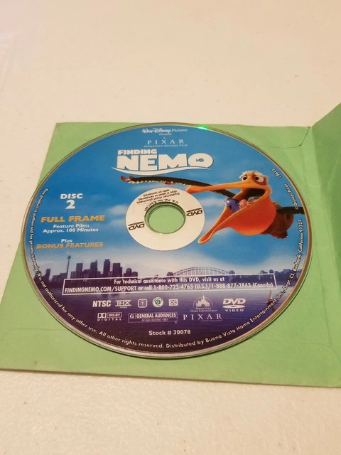 DISNEY FINDING NEMO DVD Disc 2 Vollformat plus Bonus Features A Pixar ...