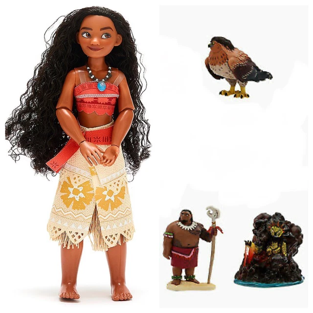 DISNEY MOANA CLASSIC 12” Doll & 3” Chief Tui Dad Father & Maui Hawk ...
