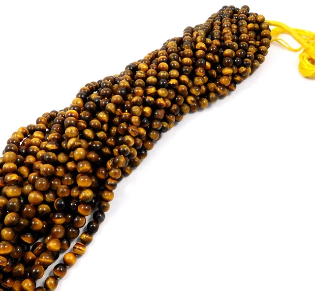 TIGER'S EYE BEADS Strand 8mm Round 15 Inch 2 Strand Natural Gemstone ...