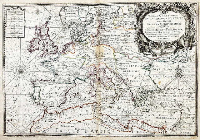 EUROPA EUROPE SEA chart map Karte carte Jaillot Berey 1720 EUR 809,00 ...
