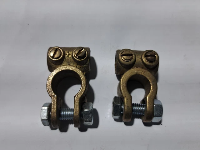 PAIR OF BRASS battery clamps for Fiat 500 A - B - C, Mickey Mouse ...