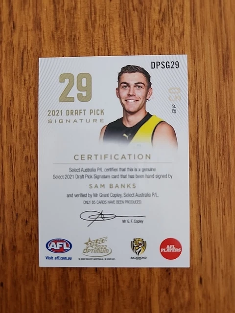 2022 OPTIMUM GOLD Draft Pick Signature Sam Banks Richmond Tigers 05/85 Richmond $149.00 ...