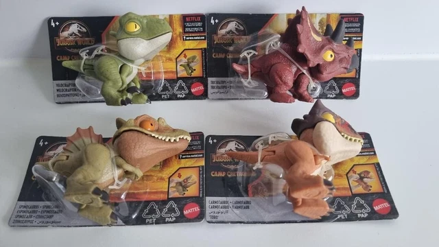 JURASSIC WORLD SNAP Squad x4 Velociraptor Spinosaurus Triceratops ...