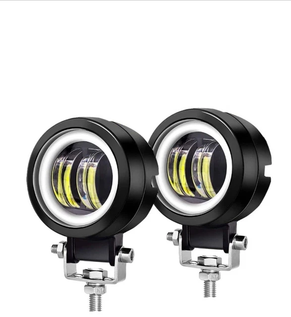 COPPIA FARI A Led Angel Eye Faretti Supplementari Moto 6000k 3000lm ...