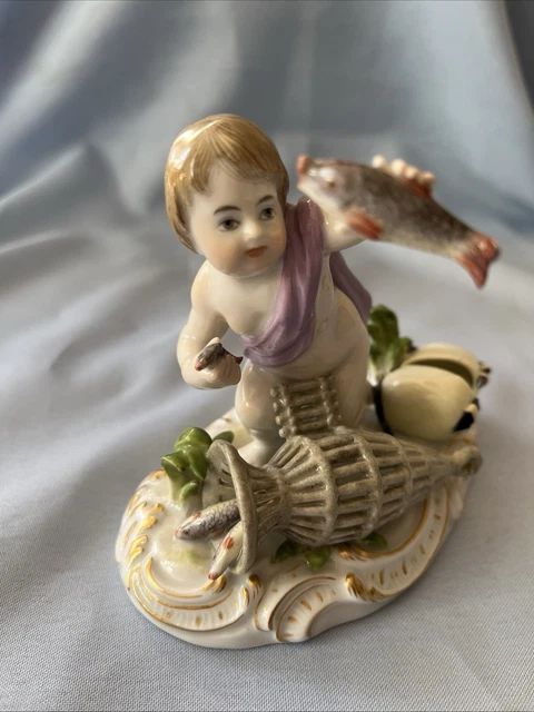 PORZELLANFIGUR MEISSEN PUTTE Putto Das Wasser Vier Elemente J. J ...