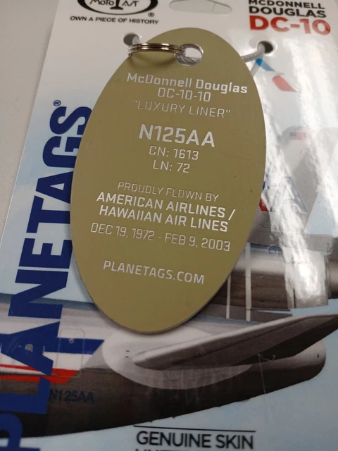 AMERICAN AIRLINES MCDONNELL Douglas DC-10 Aircraft Skin Plane Tag ...