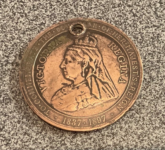 QUEEN VICTORIA 60TH YEAR OF REIGN,FAR FAMED CAKES BRONZE MEDAL/TOKEN.38 ...