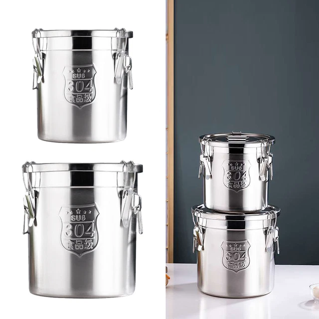 STAINLESS STEEL AIRTIGHT Cereal Container Kitchen Rice Milk Grain ...