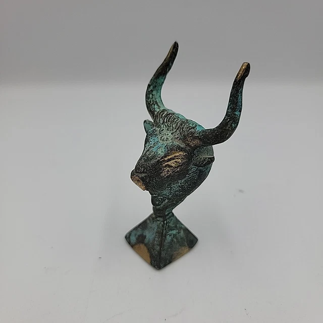 MINOTAUR ANCIENT GREEK Mythology Head Bull Statue Bronze Figurine 3.5 ...