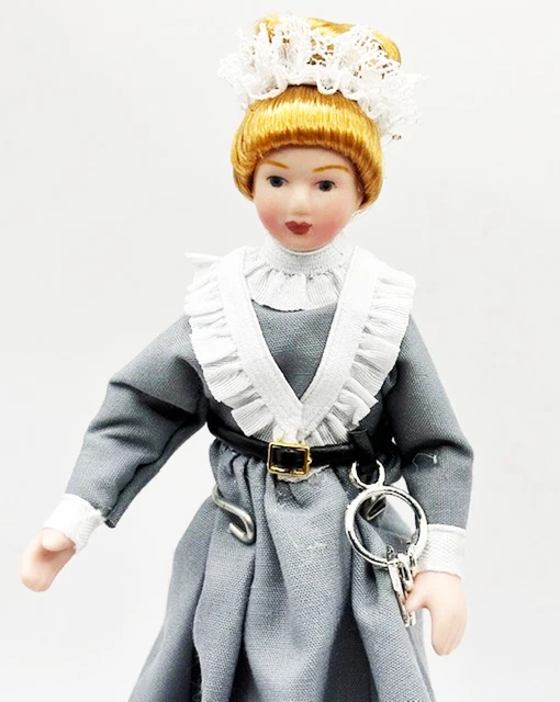 DOLLS HOUSE MATRON In A Grey Dress 1:12 Scale Miniature Ladies People ...