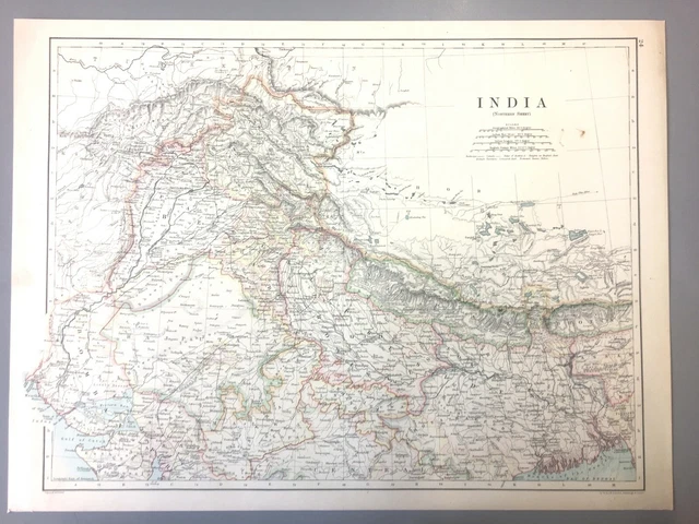 ANTIQUE VINTAGE MAP of India - W. & A.K. Johnston Atlas 1887 £20.00 ...