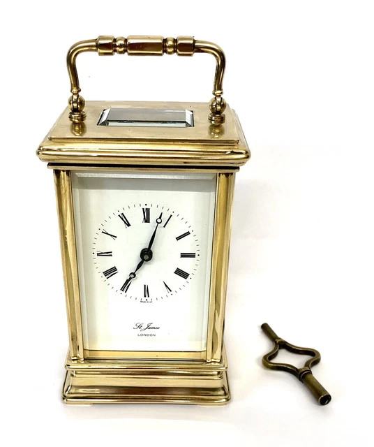 ENGLISH ST JAMES LONDON Brass Carriage Mantel Clock 11 Jewels : Working ...