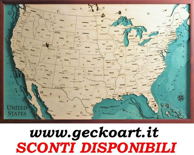 UNITED STATES OF America 3D Map Modern Picture Map Chart www.geckoart ...