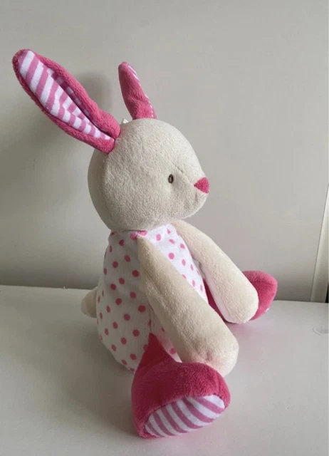 MOTHERCARE PINK SPOTTY Bunny Rabbit Comforter Soft Toy Beanie Rattle ...