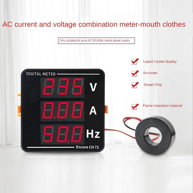 AC AMMETER VOLTMETER Three Display Current Voltage Frequency Meter1098 ...