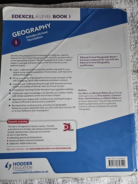 GEOGRAPHY AS/A-LEVEL EDEXCEL A Level Book 1 Cameron Dunn Hodder ...