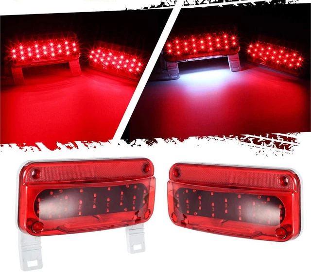 RECTANGULAR RED LED RV Camper Trailer Stop Turn Brake Tail Lights White ...