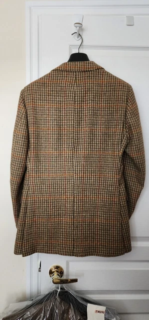 DAKS HARRY ROSEN Selby Flannel Wool Check Suede Trim Blazer Jacket 38 ...
