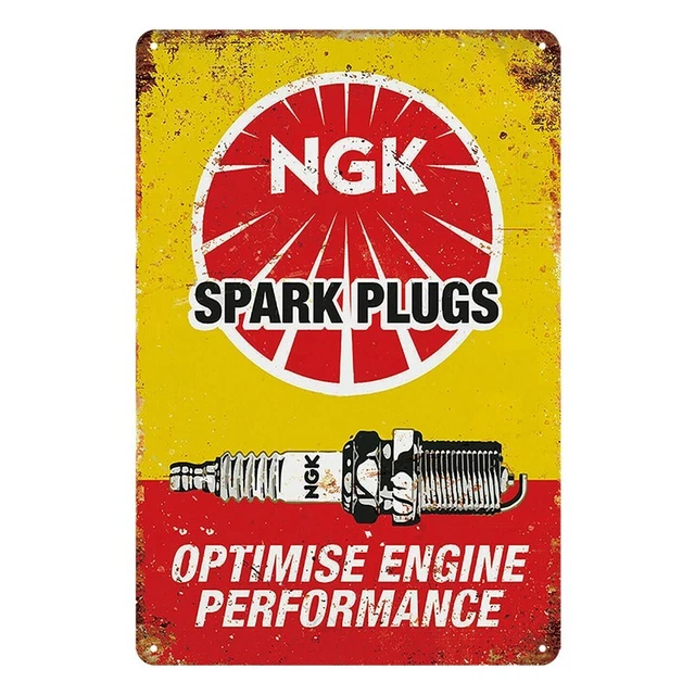 3X TIN SIGN NGK SPARK PLUGS OPTIMISE ENGINE MOTOR CAR 20x30 Rustic ...