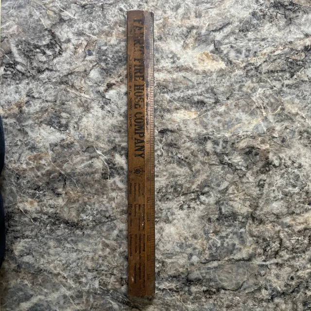 VINTAGE FABRIC FIRE Hose Company Wood 15” Ruler £13.43 - PicClick UK
