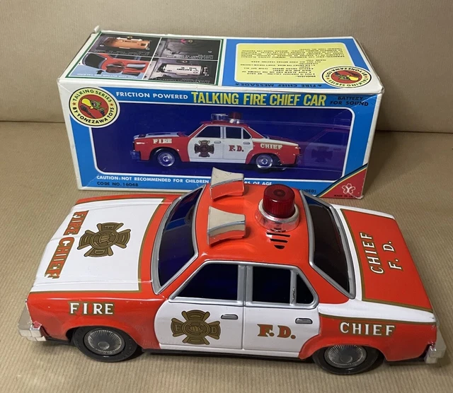VINTAGE YONEZAWA TOYS: Friction Powered Fire Chief Car In Box *NOT ...