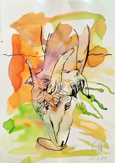 ZIEGE | ORIGINAL Kunstwerk | Art | Aquarell ca. 17 x 23 cm EUR 77,00 - PicClick DE