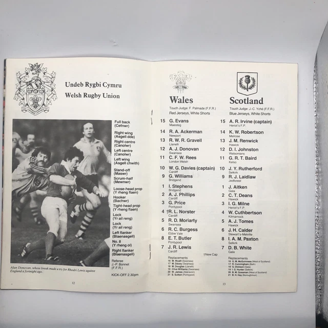 WALES VERSUS SCOTLAND Rugby Union Official Matchday Programme 1982 ...