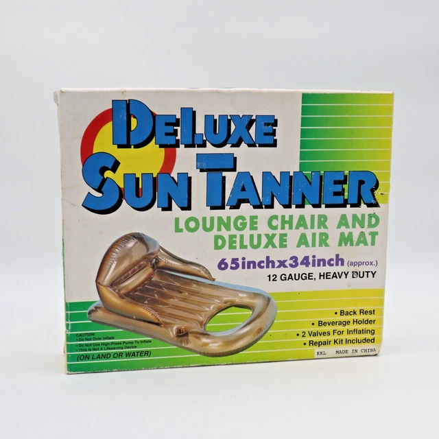 VINTAGE INFLATABLE POOL Float 80s Deluxe Sun Tanner Lounge Chair 65x34 ...