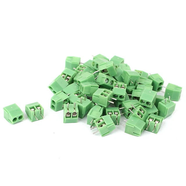 50PCS 2 PIN Screw Terminal Block Connector 3.5mm Pitch Panel PCB Mount ...