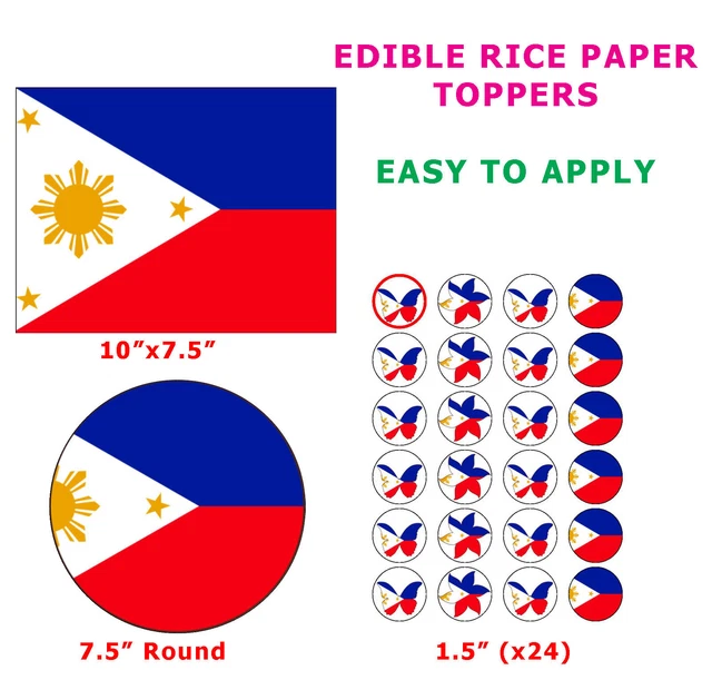 PHILIPPINES FILIPINO FLAG Cake/Cupcake Topper Decorations On Edible ...