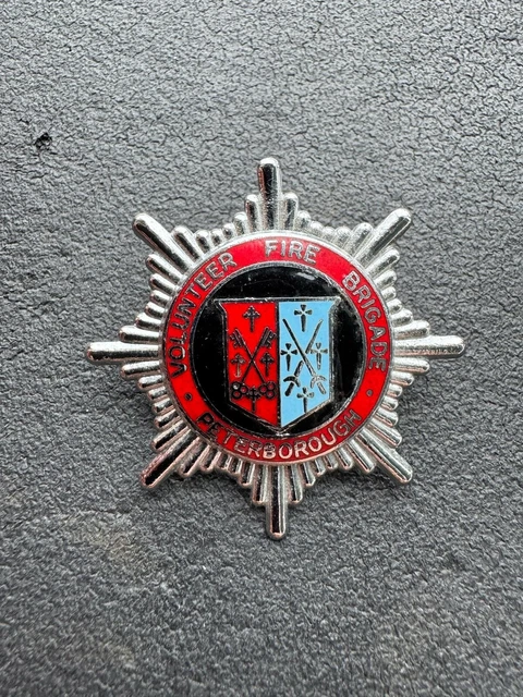 OBSOLETE PETERBOROUGH VOLUNTEER Fire Brigade Coat of Arms Enamel Cap ...